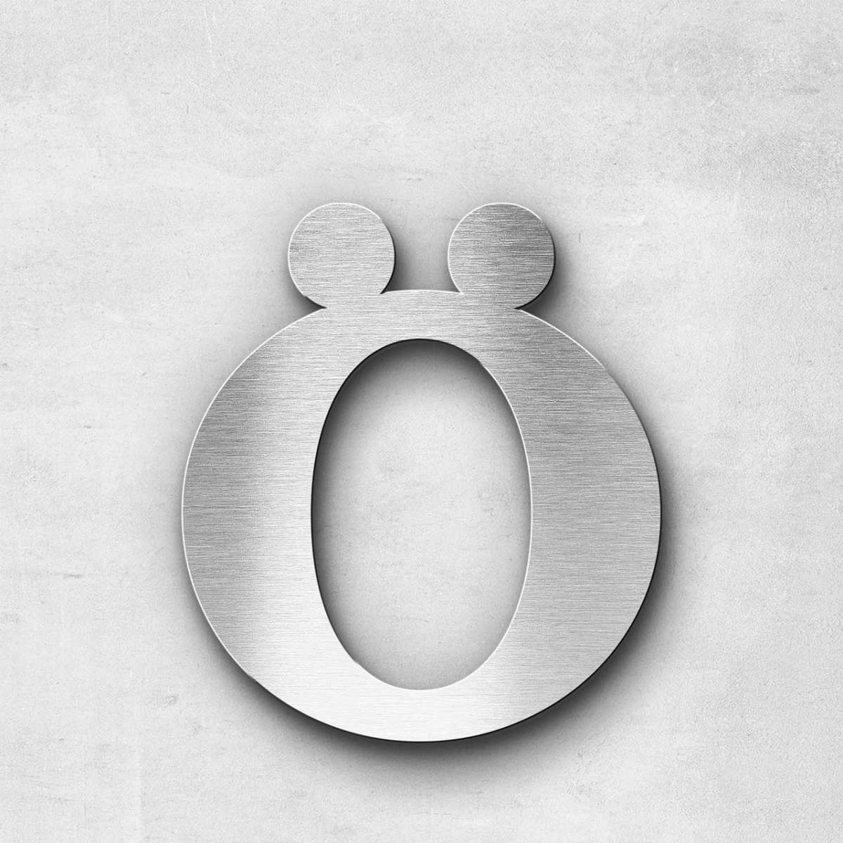 Edelstahlbuchstabe ö klein - Edelstahl gebürstet - Serie Serif