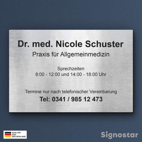 Praxisschilder Edelstahlschilder